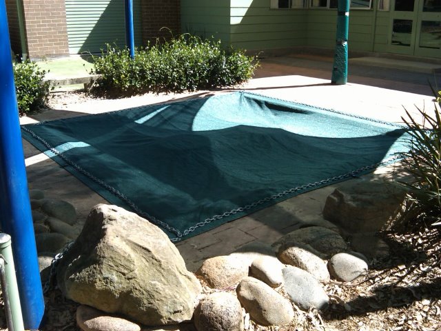Shade Cloth Sand Pit Covers keeps out animals, bugs & leaves